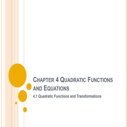 4.1 quadratic functions and transformations | PPT