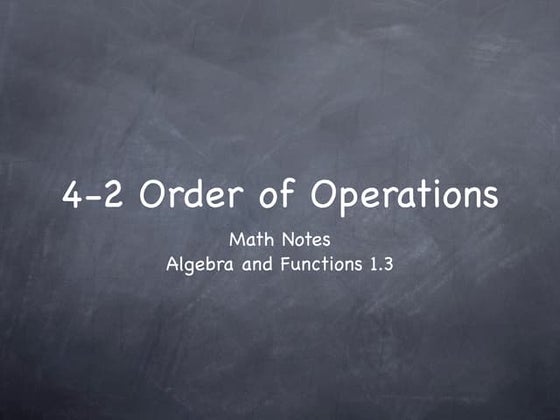 Order of Operations (MDAS Rules) Math 4 | PPTX