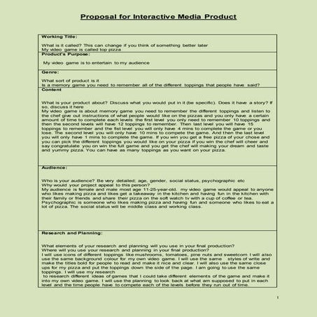 4. proposal (interactive) (2) for my video pizza game | DOCX