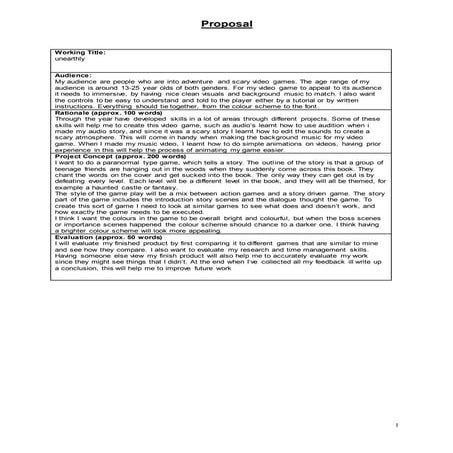 Video Game Proposal | DOCX