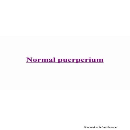 Normal Puerperium | PDF