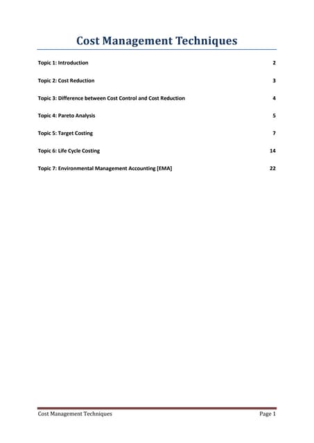 Cost Control & Cost Reduction ppt | PPT