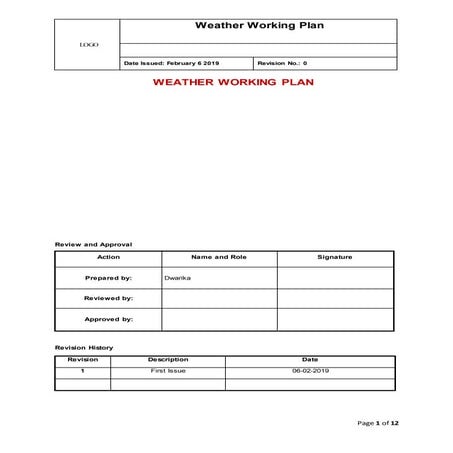 HSE Weather working plan | DOCX