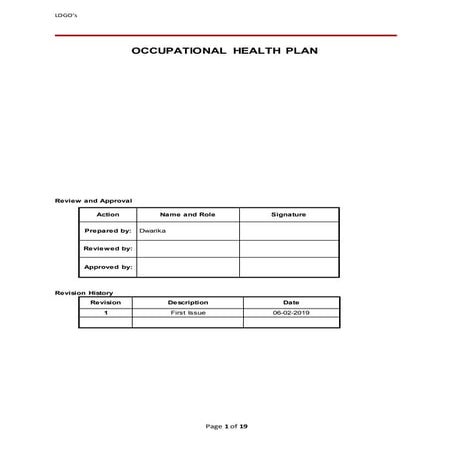 Occupational health plan | PDF