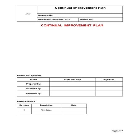continual improvement plan | DOCX