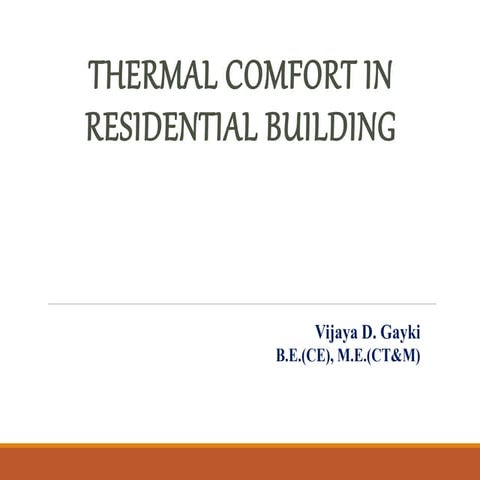 Thermal Comfort in Residential Building | PPT