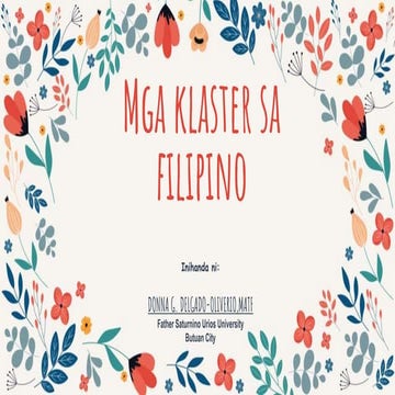 MGA KLASTER NG WIKANG FILIPINO | PPTX