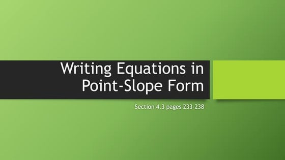 FRCC MAT050 Writing Equations of Line I (Sect 3.6) | PPTX