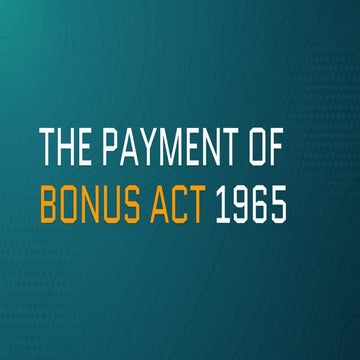 The payment of bonus Act 1985 | PPTX