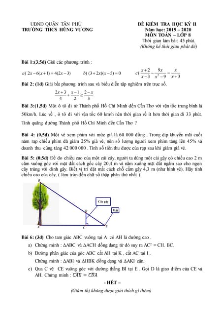 Đề Thi HK2 Toán 7 - THCS Bình Trị Đông | DOCX | Physics | Science