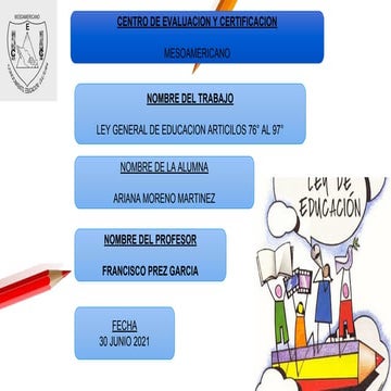 Presentación Ley General de Educación articulo 76° al 97° | PDF