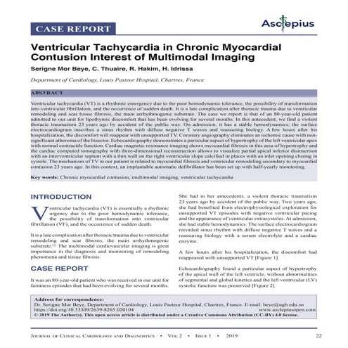 Ventricular Tachycardia in Chronic Myocardial Contusion Interest of ...