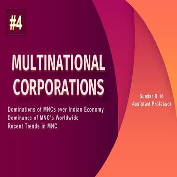 MULTINATIONAL CORPORATIONS #4 - Dominations of MNC's | PPTX