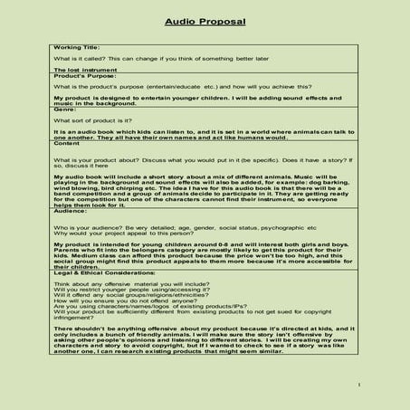 Proposal - Audio | DOCX | Family/Children | Genres