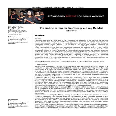 Promoting computer knowledge among D.T.Ed students | PDF