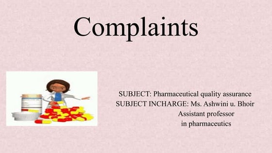 Complaints (QUALITY ASSURANCE) | PPTX | Recalls | Consumer Issues