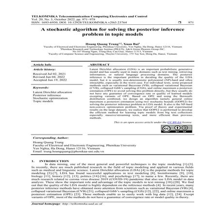 A Stochastic Algorithm For Solving The Posterior Inference Problem In Topic Models Pdf