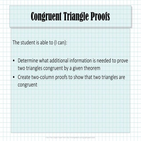4.3 Congruent Triangle Proofs | PPT