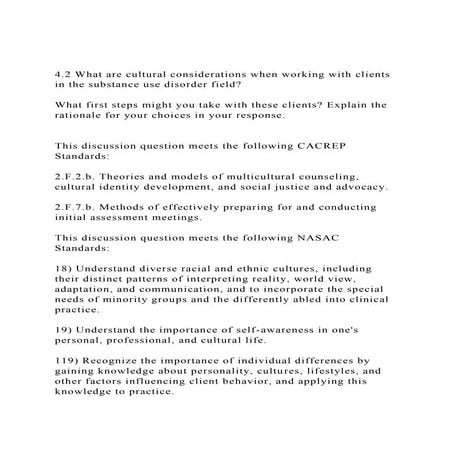 4.2 What are cultural considerations when working with clients i | DOCX