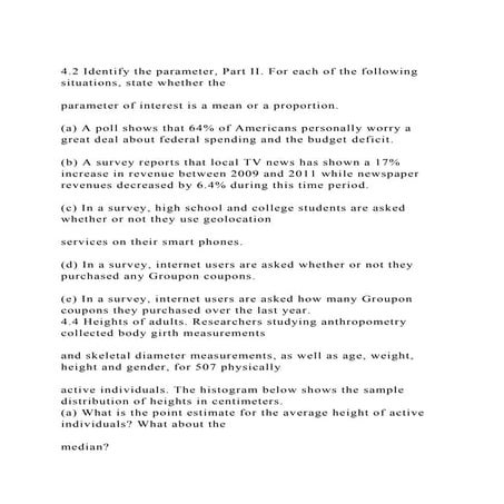 4.2 Identify the parameter, Part II. For each of the following sit.docx ...