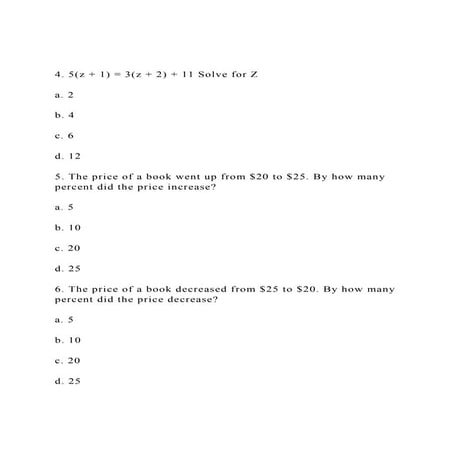 4. 5(z + 1) = 3(z + 2) + 11 Solve for Za. 2b. 4c. 6.docx