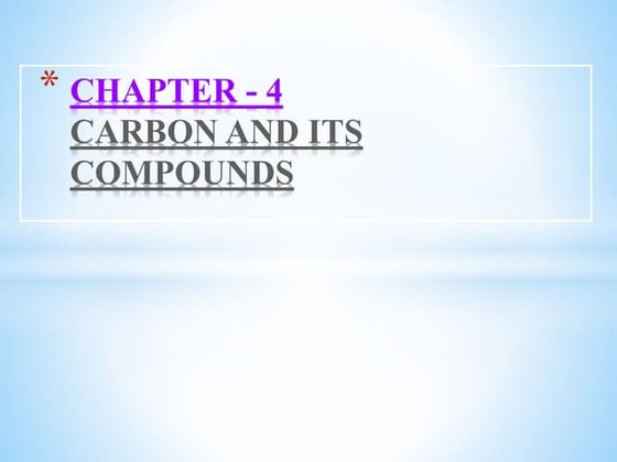 Carbon And Its Compounds Ppt