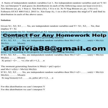 4 Sums Of Independent Random Variables Let 1 Xn Independent Random Pdf