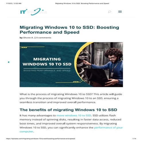 Migrating Windows 10 To Ssd Boosting Performance And Speed Pdf