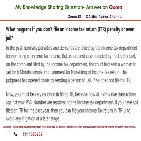 Knowledge Sharing Question Answer on Income Tax | PDF | Personal Taxes ...
