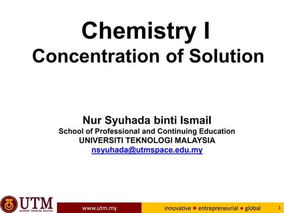 Concentration units | PPTX | Chemistry | Science
