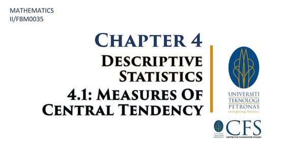 Measures of central tendency (ungrouped data) | PPTX