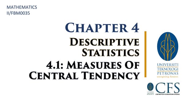 Measures of central tendency (ungrouped data) | PPTX