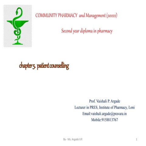 Pharmacy Practice, Unit III, PATIENT COUNSELLING, | PPTX