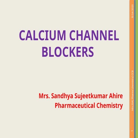 Calcium channel blockers - Medicinal chemistry for B.Pharm. | PPTX