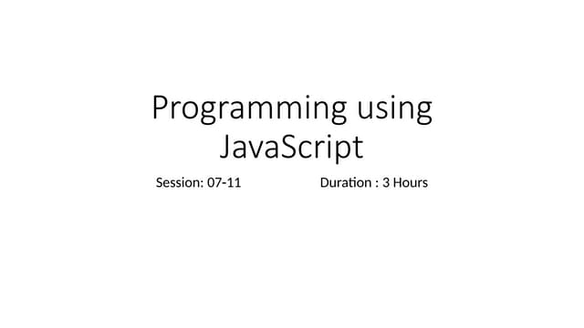 Programming Using Javascript Html Css Js Ppt