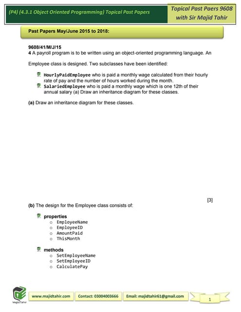 431 Oop Classes And Objectscomputer Sciencemtpdf Programming 2656