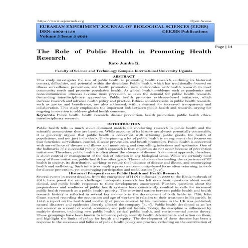 The Role of Public Health in Promoting Health Research (www.kiu.ac.ug ...