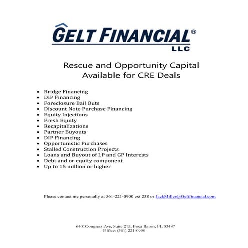 Rescue and Opportunity Capital for Real Estate Deals | PDF | Business ...