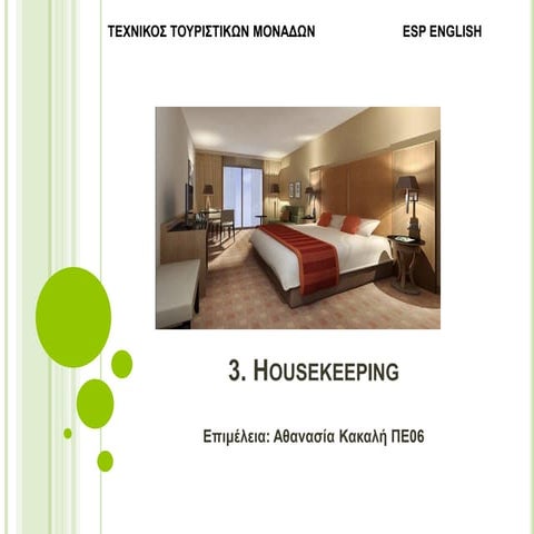 4.Housekeeping - ESP English - Hotels & Tourism | PDF