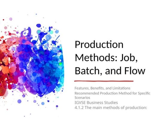 Methods of Production : Job, Batch & Mass Productiion | PPT