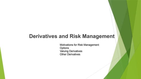 Financial derivatives and risk management | PDF