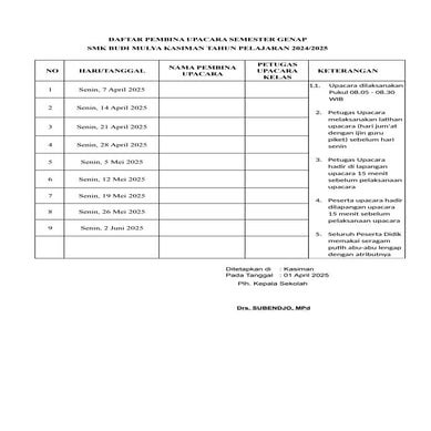4. Jadwal Pembina Upacara Hari Senin SMK BM Kasiman Sem. Genap 2025.docx
