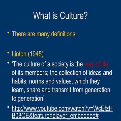 Sociology: introduction to culture in sociology | PPTX