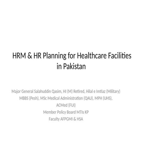 Human resource management for health | PPTX