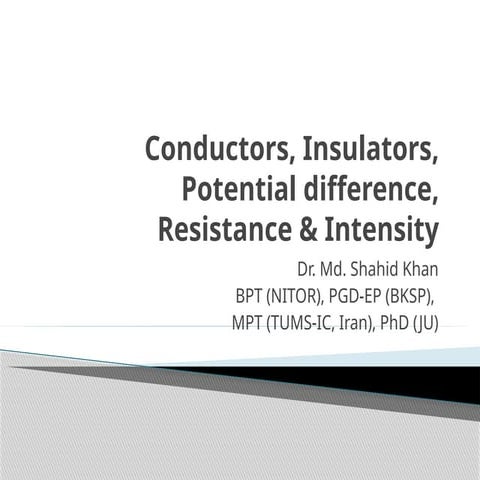 4. Conductors, Insulators, Potential difference, Resistance & Intensity ...