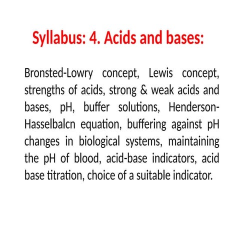 Acids, Bases And Buffers Pharmaceutical Inorganic chemistry UNIT-II ...