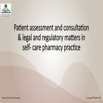 4. Patient assessment and regulatory matters in self care pharmacy ...