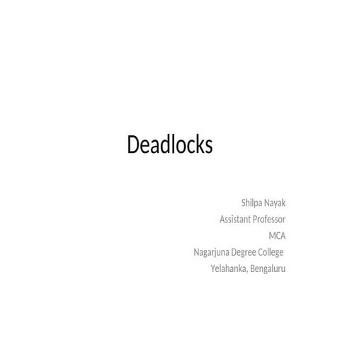 Deadlock in Operating SystemSystem Model Deadlock Characterization | PPTX