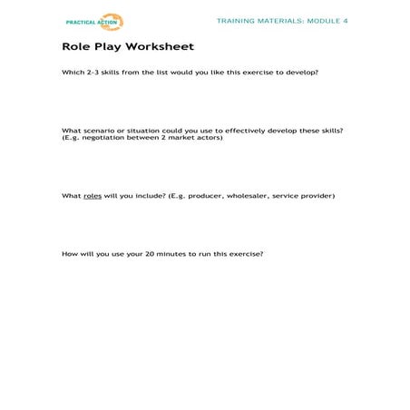 Step 4 Training Materials - Role Play Worksheet | PDF