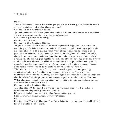 Part IThe Uniform Crime Reports page on the FBI Web site provide | DOCX